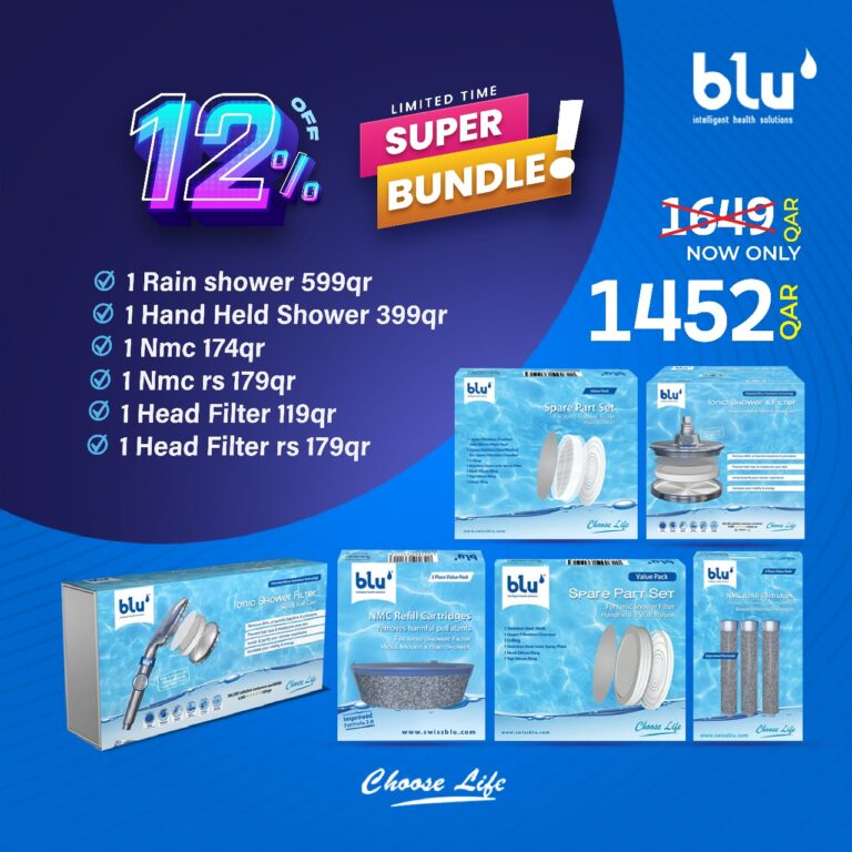 Blu ionic Shower filter Qatar | The best shower filter for hard water